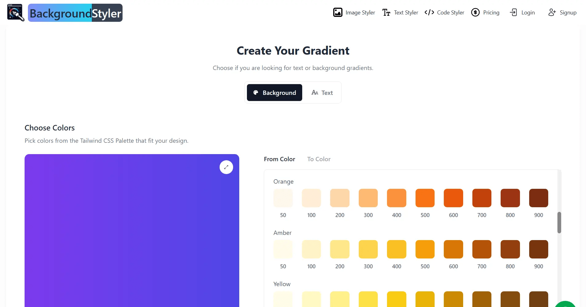 BackgroundStyler - Free Tailwind Gradient Generator.